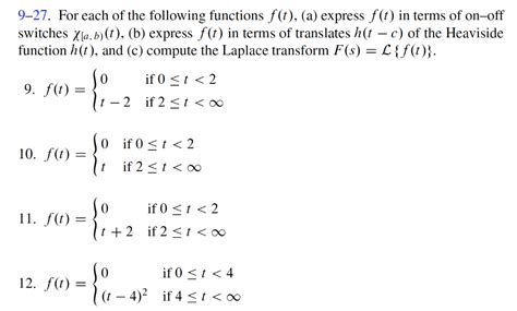 solved 9 27 for each of the following functions f t a