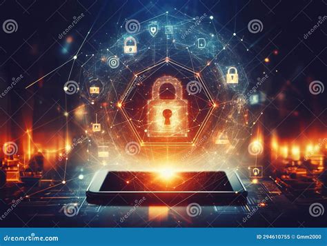 Internet Security System Concept Background Generative Ai Art Stock