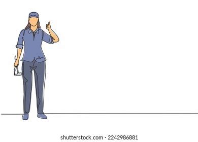 Continuous One Line Drawing Carpenter Woman Stock Vector Royalty Free Shutterstock