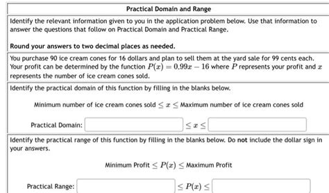 Solved Practical Domain And Range Identify The Relevant Chegg Com
