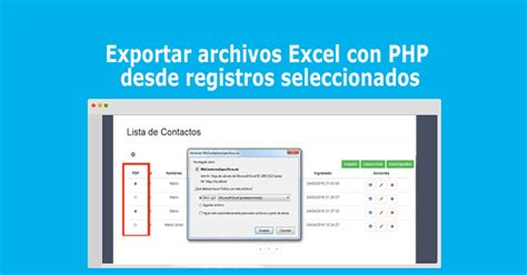 exportar archivos excel con php desde registros seleccionados baulphp