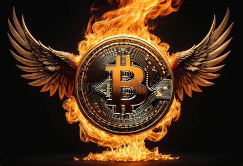 Bitcoin Emblem On Fire Generative Ai Stock Illustration Illustration