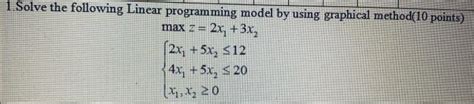 Solved 1 Solve The Following Linear Programming Model By