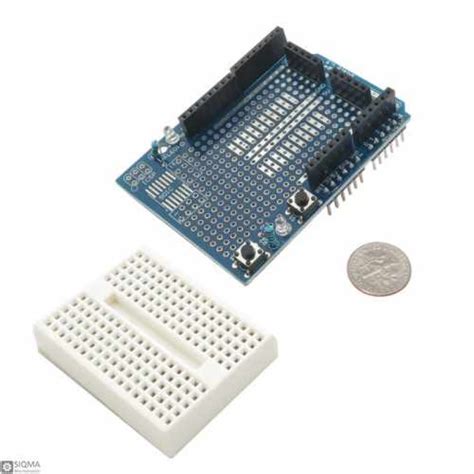 arduino uno prototype shield with breadboard