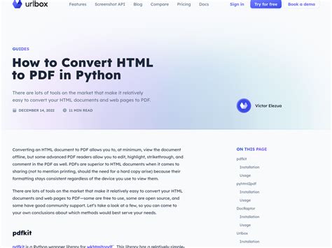 How To Convert Html To Pdf In Python Urlbox