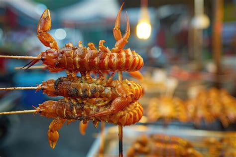 Edible Insects Eating Bugs Eating Insect Snacks Exotic Cuisine As Fried Bugs As Grasshoppers