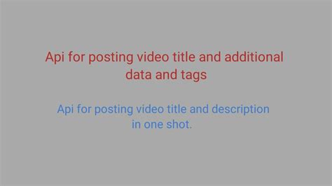 Api For Posting Video Titles And Additional Data Spring Boot File Upload Youtube