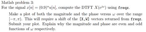 Solved Matlab Problem 3 For The Signal X N 09”u N