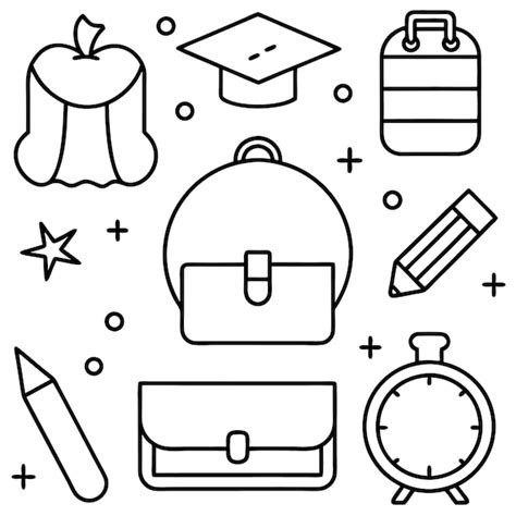 학교로 돌아가는 것을 위해 손으로 그린 학교 도들 아이콘 프리미엄 벡터