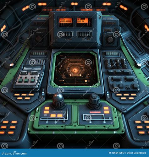 Alien Spaceship Cockpit With Space Ship Controls Rocket Cockpit Control Panel Stock