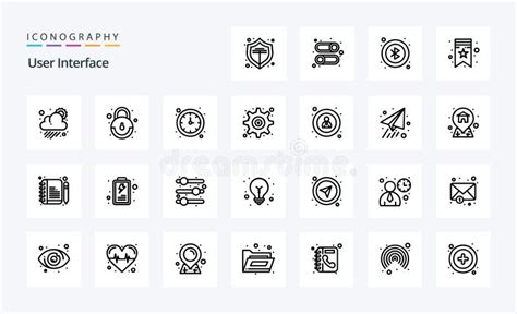 25 User Interface Line Icon Pack Stock Vector Illustration Of Watch Cloudy 264539912