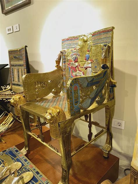 King Tut Throne Chair 24k Life Sized Authentic Replica From The