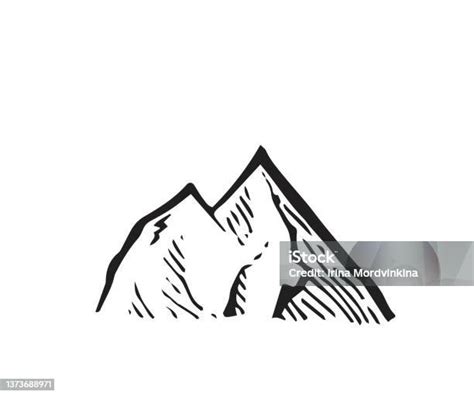 멀리서 높은 돌 바위 절벽 의 조각 윤곽 조각의 스타일 윤곽선 스케치입니다 손 드로잉은 흰색 배경에서 격리됩니다 벡터 산에 대한 스톡 벡터 아트 및 기타 이미지 Istock