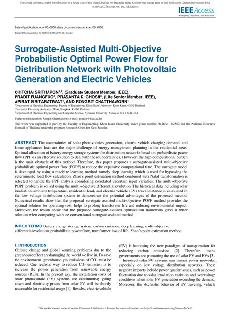 PDF Surrogate Assisted Multi Objective Probabilistic Optimal Power Flow For Distribution