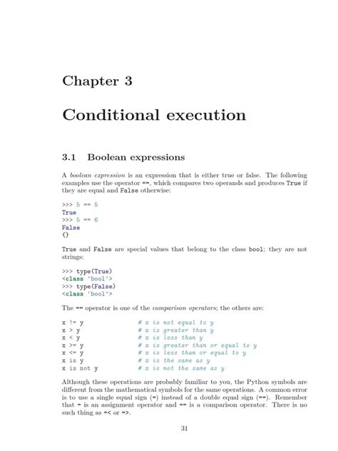 Conditional Execution 31 Boolean Expressions Pdf Boolean Data Type Computer Programming
