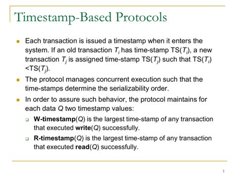 Timestamp Based Protocols Concurrency Control