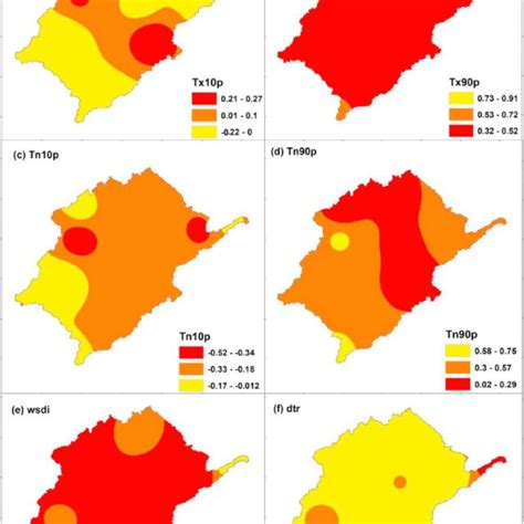Spatial Trends In Temperature Indices For The Validation Period Between