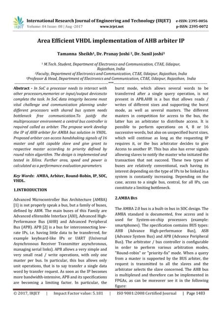 Amba Advanced High Performance Bus Ahb Protocol Pptx