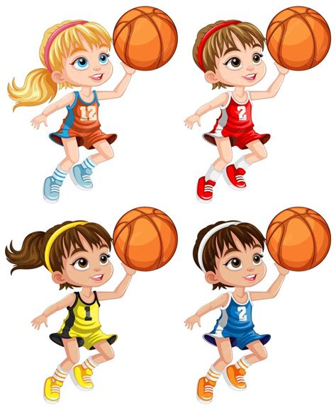 귀여운 농구 선수 만화 캐릭터 프리미엄 벡터