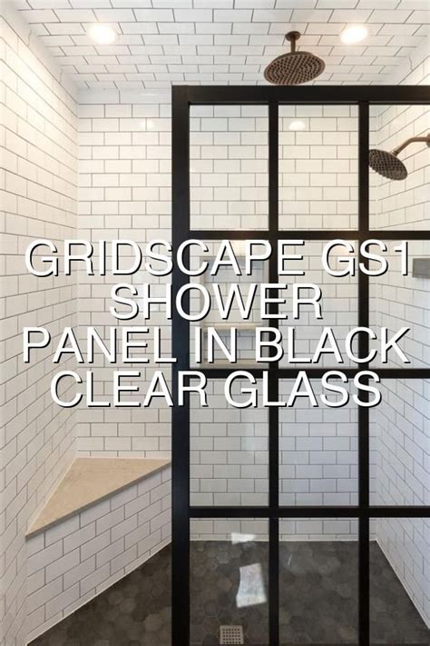 Gridscape Gs1 Fixed Shower Screen Panel In Black With Clear Glass