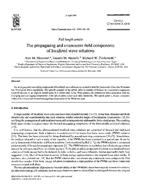 Pdf The Propagating And Evanescent Field Components Of Localized Wave Solutions