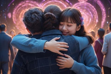 Premium Photo A Couple Hugging Each Other In A Hug While The Girl Is Hugging Her Generative Ai