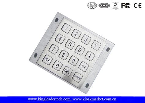 16 Flat Keys Industrial Numeric Keypad Rear Panel Mount Brushed 4x4 Matrix Metal