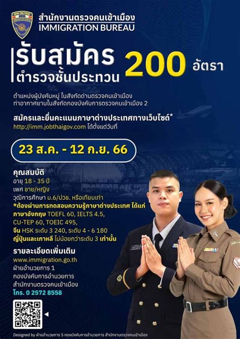 ประกาศสำนักงานตรวจคนเข้าเมือง ตม เรื่องรับสมัครสอบแข่งขันบุคคลภายนอก เพื่อบรรจุเข้ารับราชการ