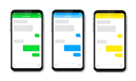 스마트 폰 세트 채팅 Sms 템플릿 거품 메시지 클라우드에 자신의 텍스트를 배치합니다 샘플 거품을 사용하여 대화 구성 Brand Name Smart Phone에 대한 스톡