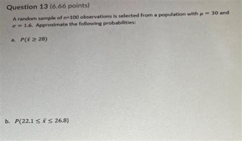 solved a random sample of n 100 observations is selected