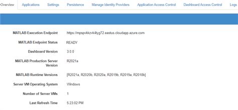 manage matlab production server using the dashboard