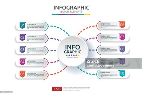 10 단계 Infographic입니다 타임 라인 3d 종이 라벨을 디자인 서식 파일입니다 비즈니스 개념 옵션입니다 콘텐츠