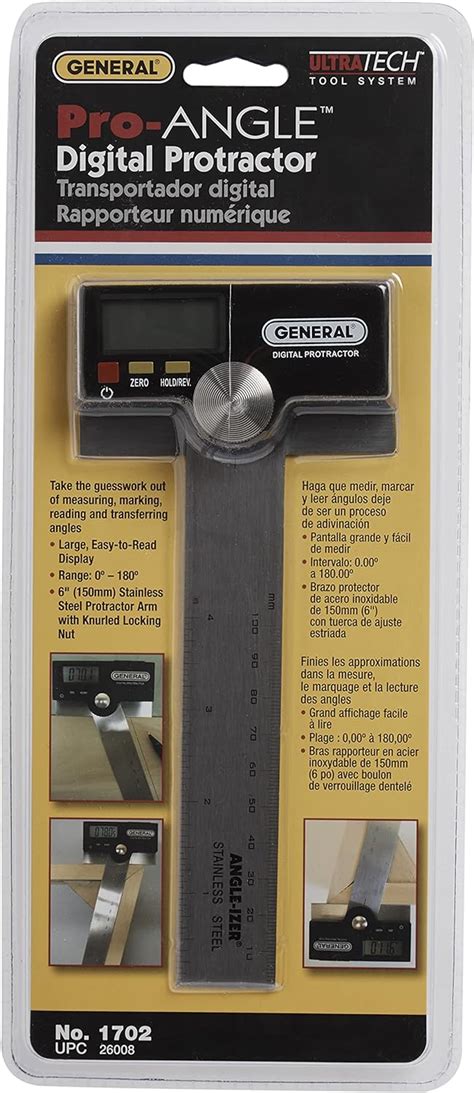 General Tools 6 Inch Stainless Steel Pivoting Arm Digital Protractor 1702 Bigamart
