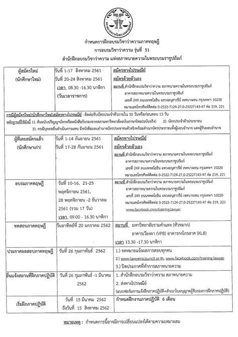 กำหนดการ ภาคทฤษฎี รุ่น 51 ครับ สอบทนายความ สอบตั๋วทนาย
