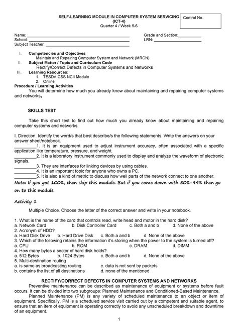 q4 module 5 6 g12 css ncii self learning module in computer system