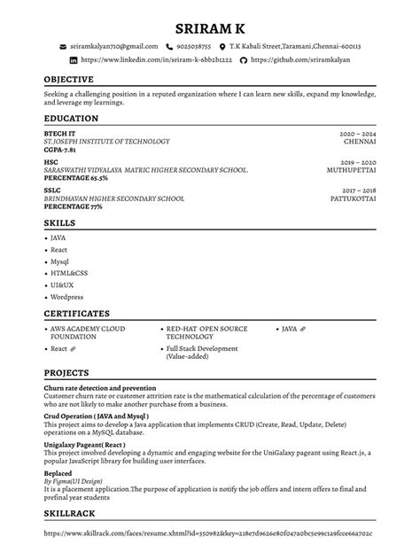Sriram K Objective Pdf My Sql Java Programming Language