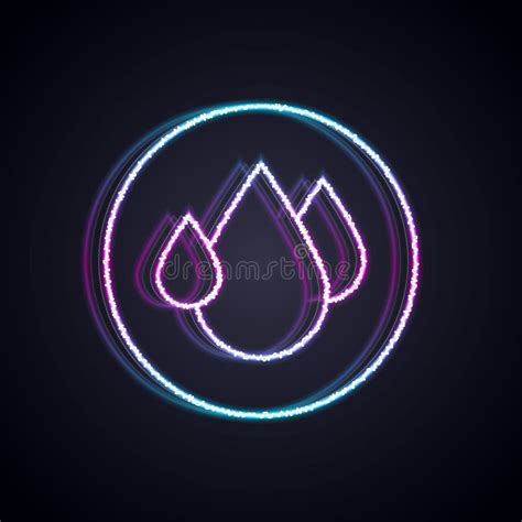 Glowing Neon Line Water Drop Icon Isolated On Black Background Vector