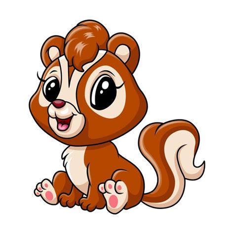 검은 눈과 갈색 꼬리를 가진 만화 다람쥐 프리미엄 벡터