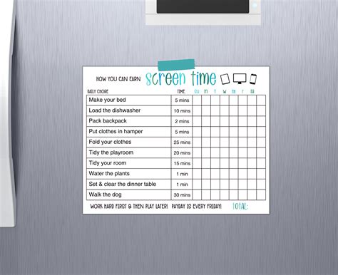 Editable Screen Time Checklist How To Earn Screen Time Chart Etsy Australia