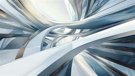 Abstract Futuristic Architecture With Curved Lines In White And Gray Stock Image Image Of