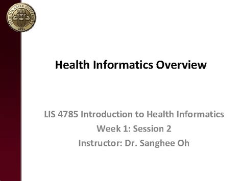 health informatics overview lis 4785 introduction to health