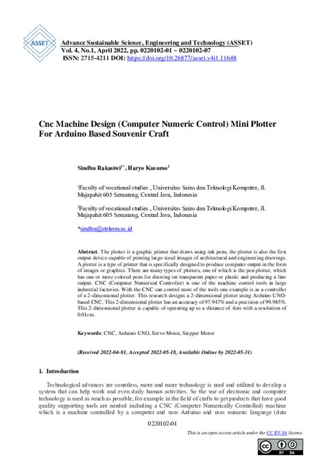 Pdf Cnc Machine Design Computer Numeric Control Mini Plotter For Arduino Based Souvenir Craft