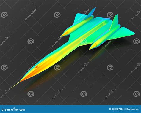 3d Rendering Fea Analysis Of A Jet Plane Stock Illustration