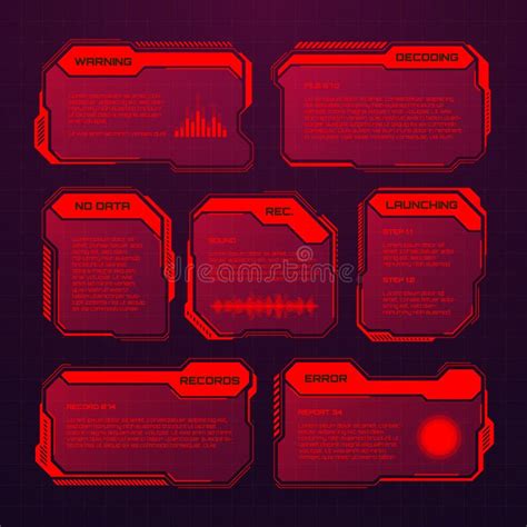 Red Futuristic Hud Or Ui Elements Sci Fi User Interface Text Boxes