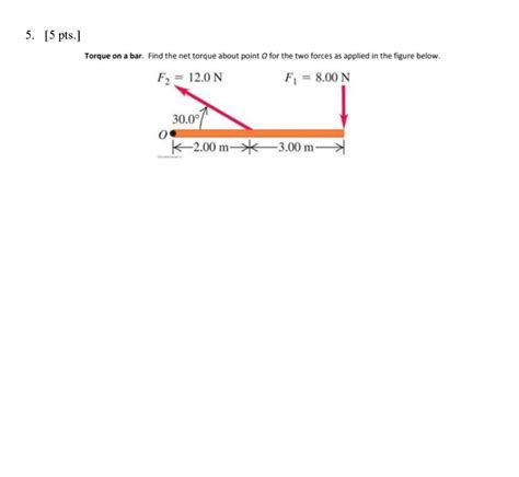 Solved 5 5 Pts Torque On A Bar Find The Net Torque Chegg Com