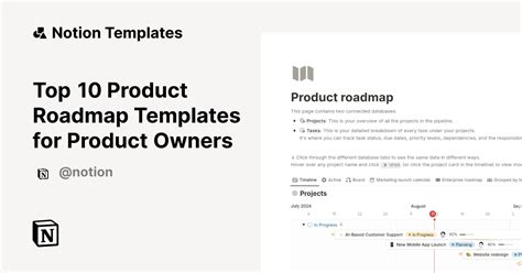 Top 10 Product Roadmap Templates For Product Owners Notion Template Marketplace