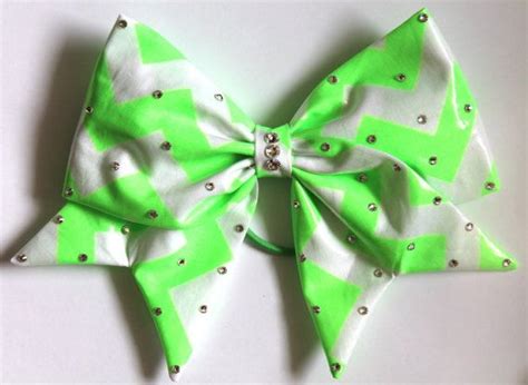 Olivia Bow Neon Green Chevron Cheer Bow On Etsy 3000 Cheer Bows