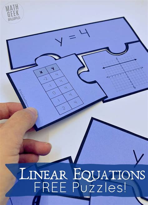 {free} graph linear equations puzzles match equation table and graph