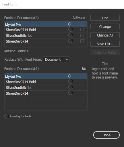 Font Findermissing Font Box Keeps Loading And Unable To Activate Missing Fonts Adobe Illustrator