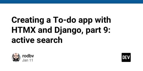 Rodrigo Vieira On Linkedin Creating A To Do App With Htmx And Django